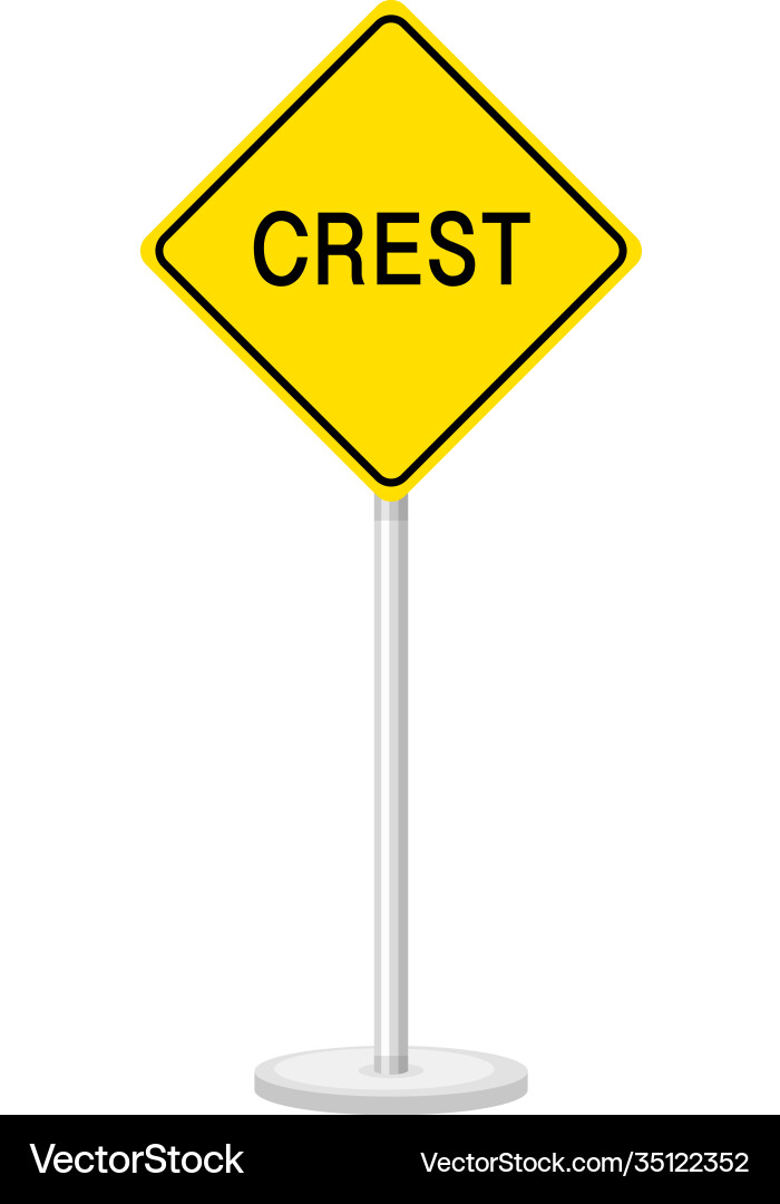 Crest warning traffic sign isolated on white Vector Image