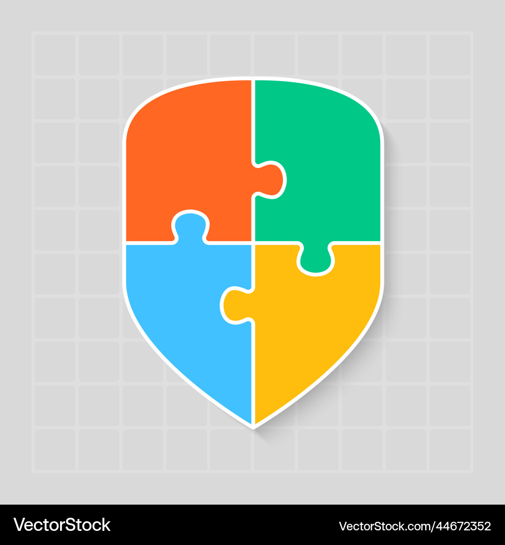 Diagram infographic timeline shield puzzle jigsaw Vector Image