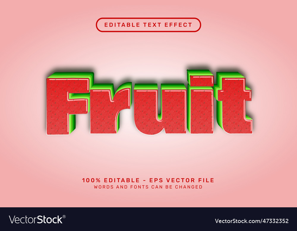 Fruit 3d text effect and editable text effect Vector Image