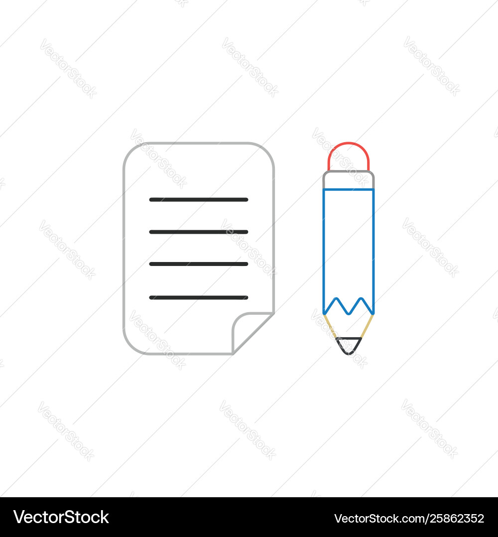 Icon concept written paper with pencil Royalty Free Vector