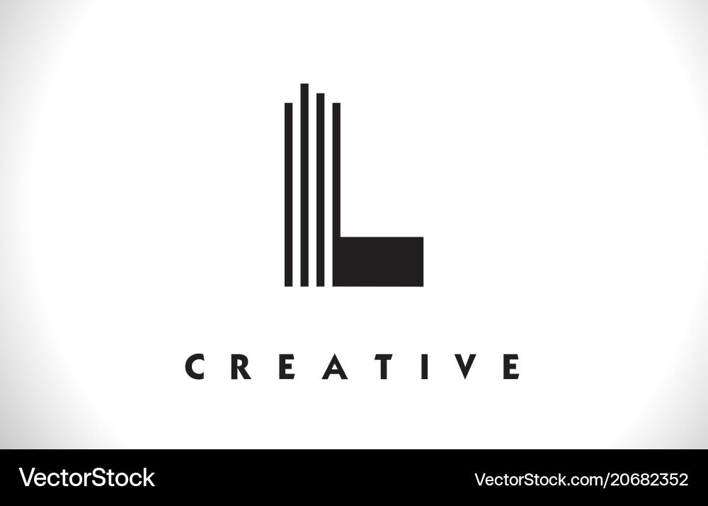 L logo letter with black lines design line Vector Image
