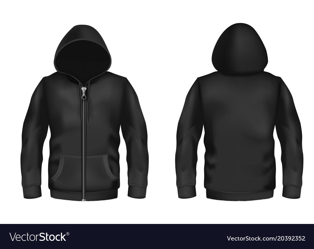 Mockup With Realistic Black Hoodie Royalty Free Vector Image