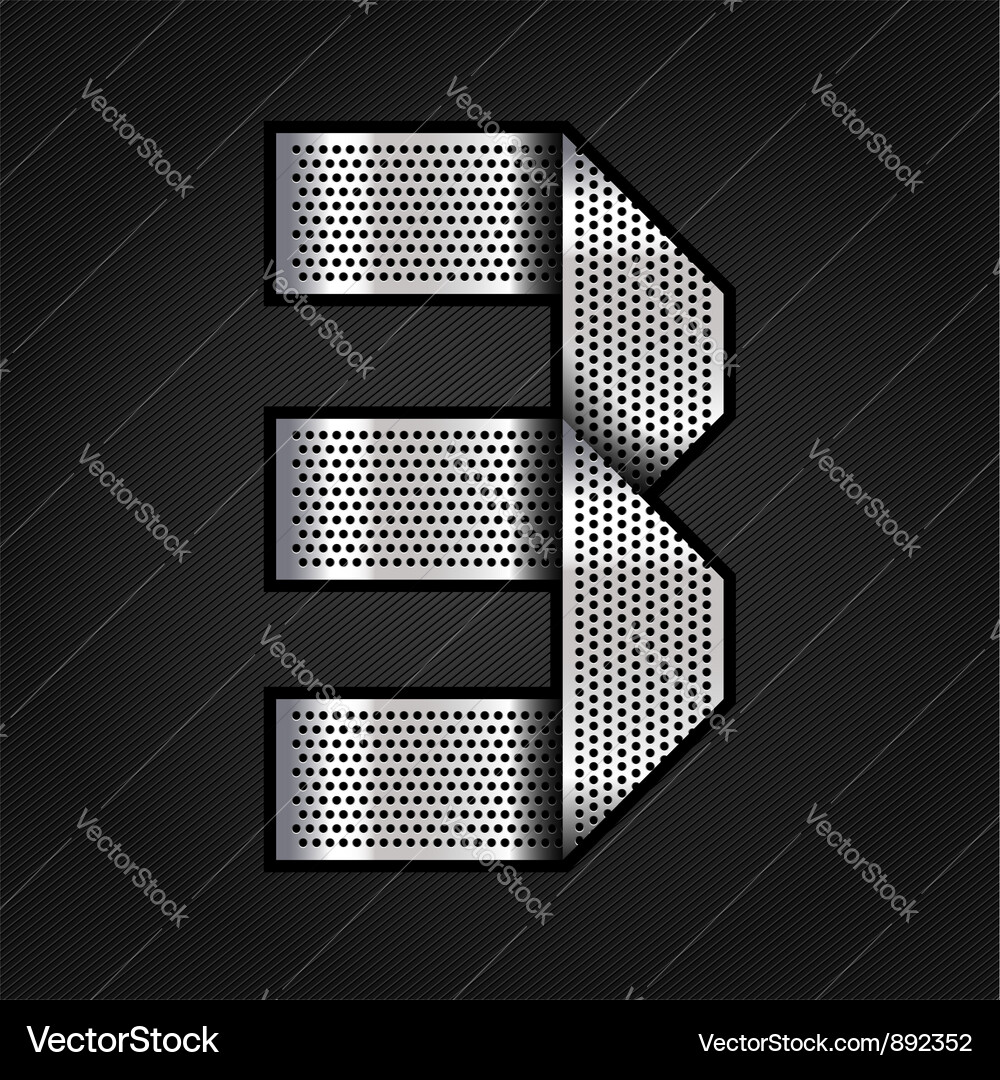 Number metal chrome ribbon - 3 - three Royalty Free Vector