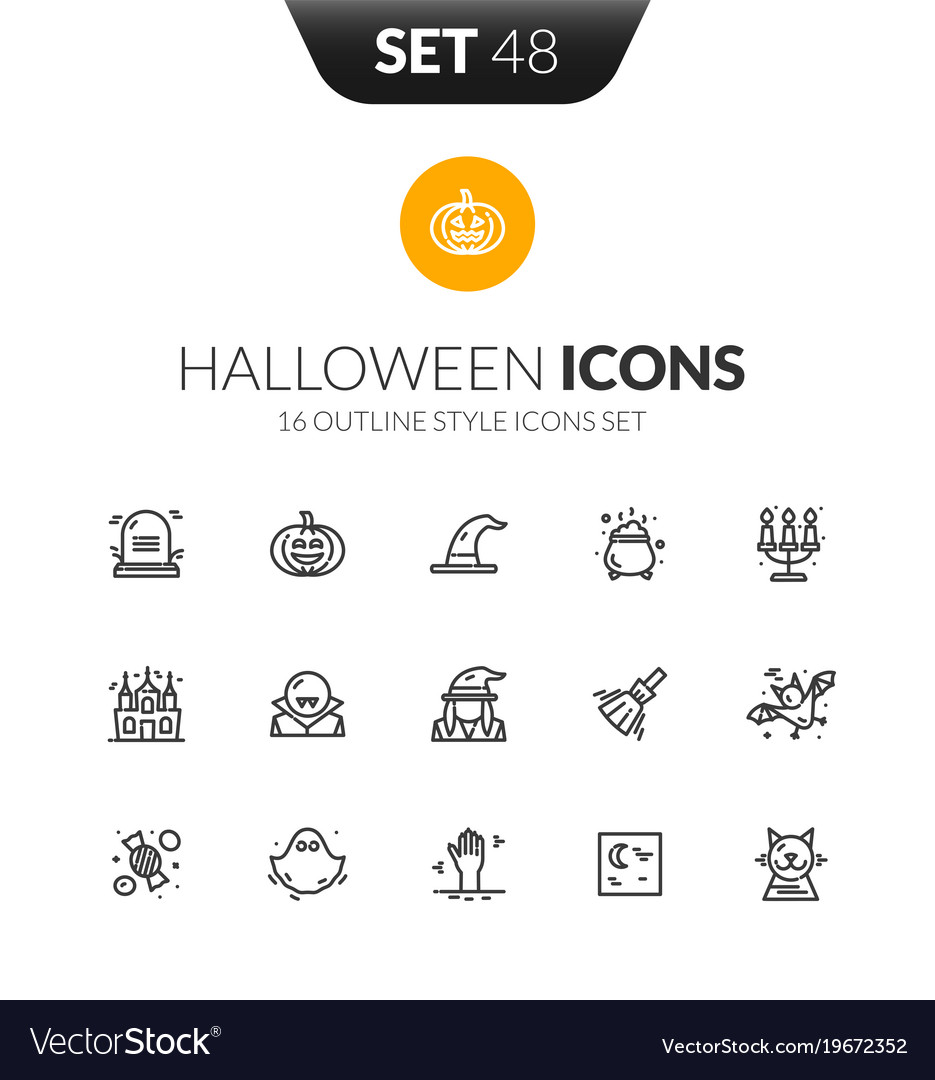 Outline black icons set in thin modern style Vector Image