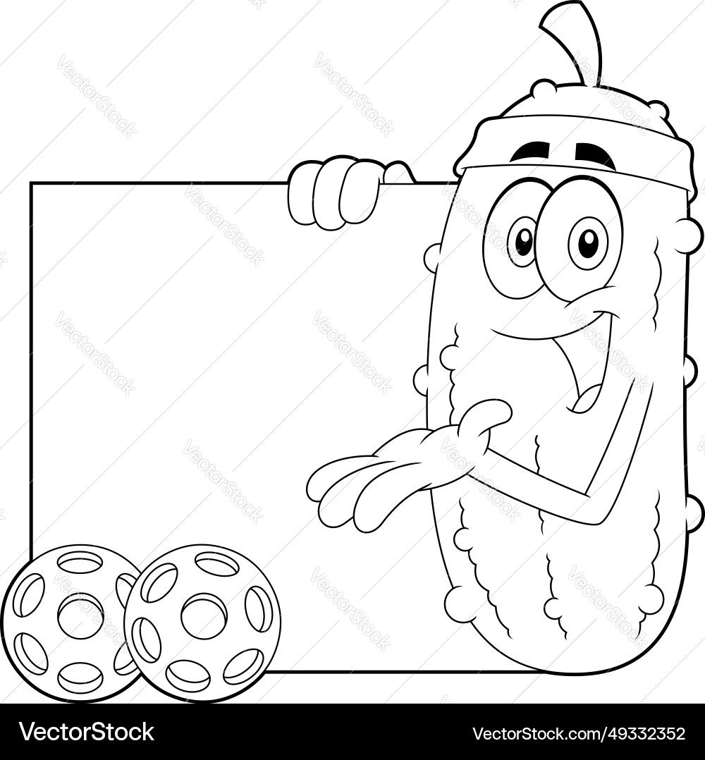 Outlined happy pickle cartoon character Royalty Free Vector