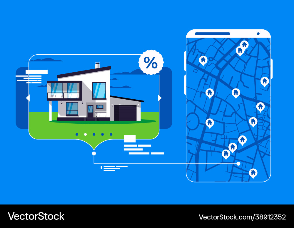 Real estate for sale on map Royalty Free Vector Image