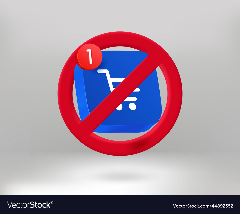 Stop shopping concept with cart icon 3d Royalty Free Vector