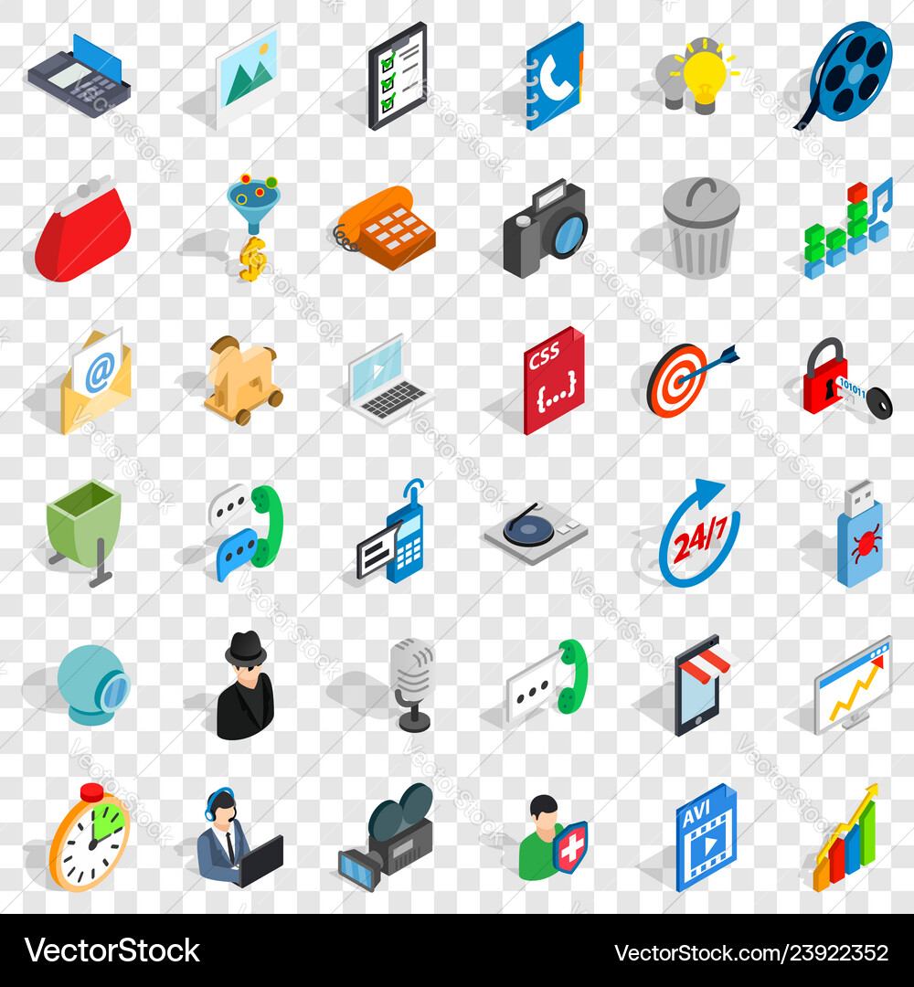 Web page icons set isometric style Royalty Free Vector Image