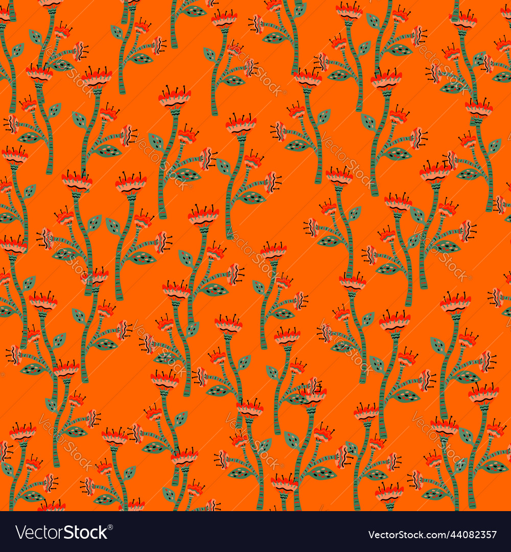 Abstract flower seamless pattern in naive art Vector Image