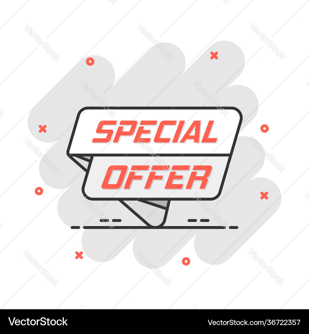 Cartoon special offer banner icon in comic style Vector Image