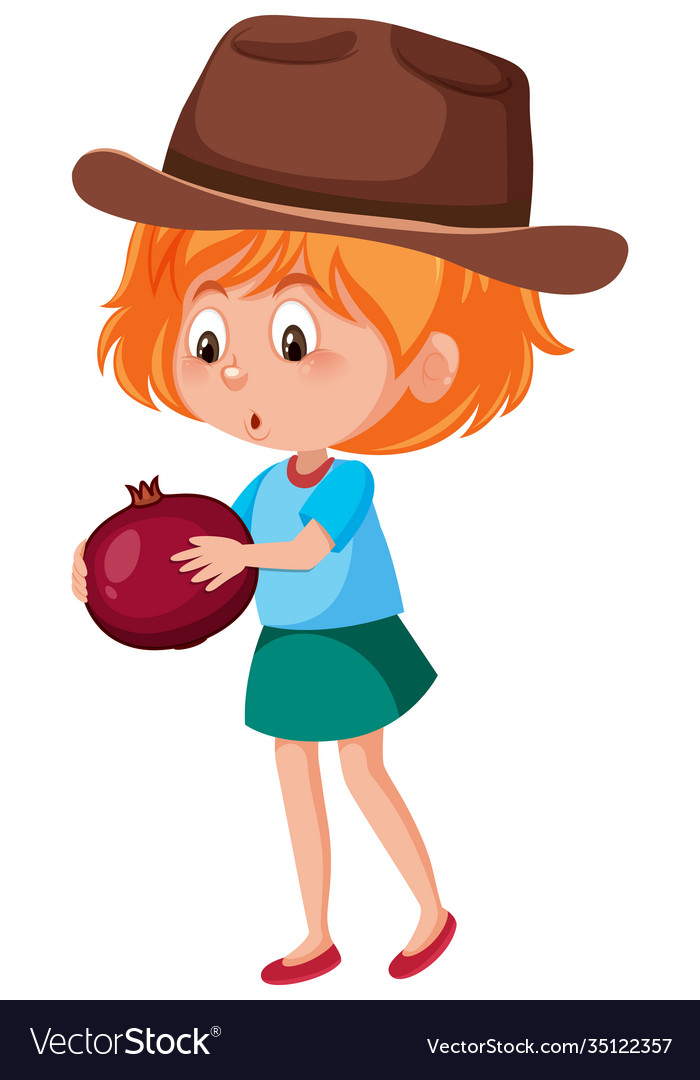 Children cartoon character holding fruit Vector Image
