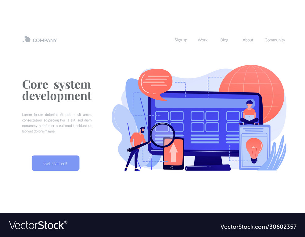 Core system development concept landing page Vector Image