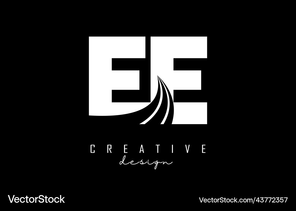 Creative white letters ee e logo with leading Vector Image