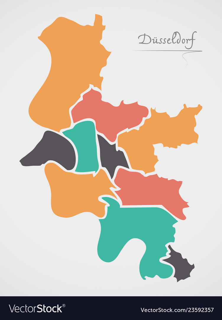 Dusseldorf map with boroughs and modern round Vector Image