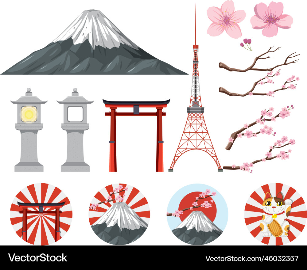 Element and icon of japan Royalty Free Vector Image