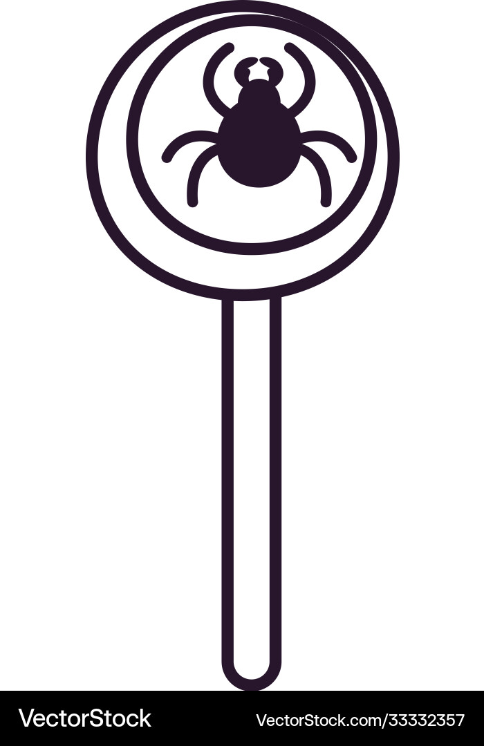 Halloween candy with spider free form line style Vector Image