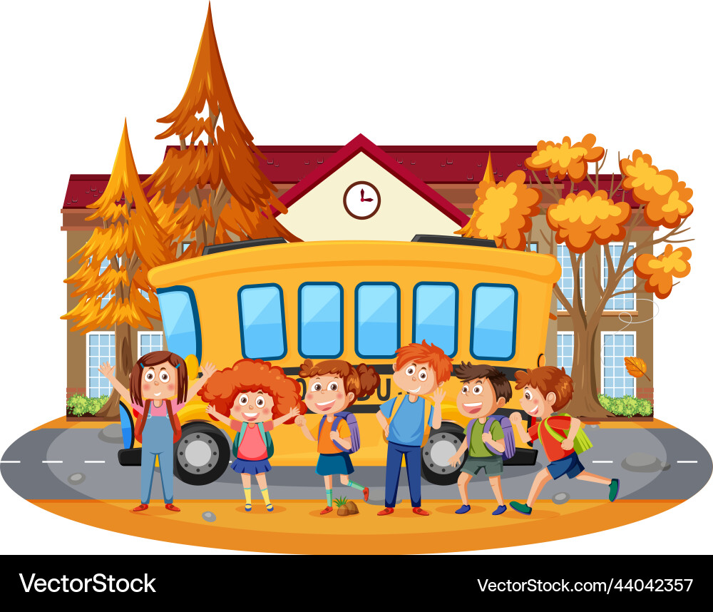 Happy kids at school Royalty Free Vector Image