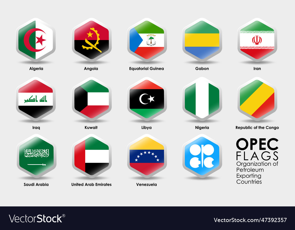 Opec countries flags of the organization Vector Image Opec countries flags of the organization Vector Image