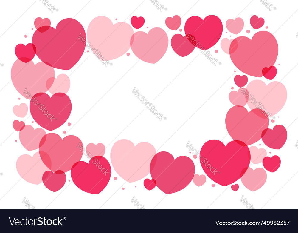 Red pink hearts valentines day frame border Vector Image