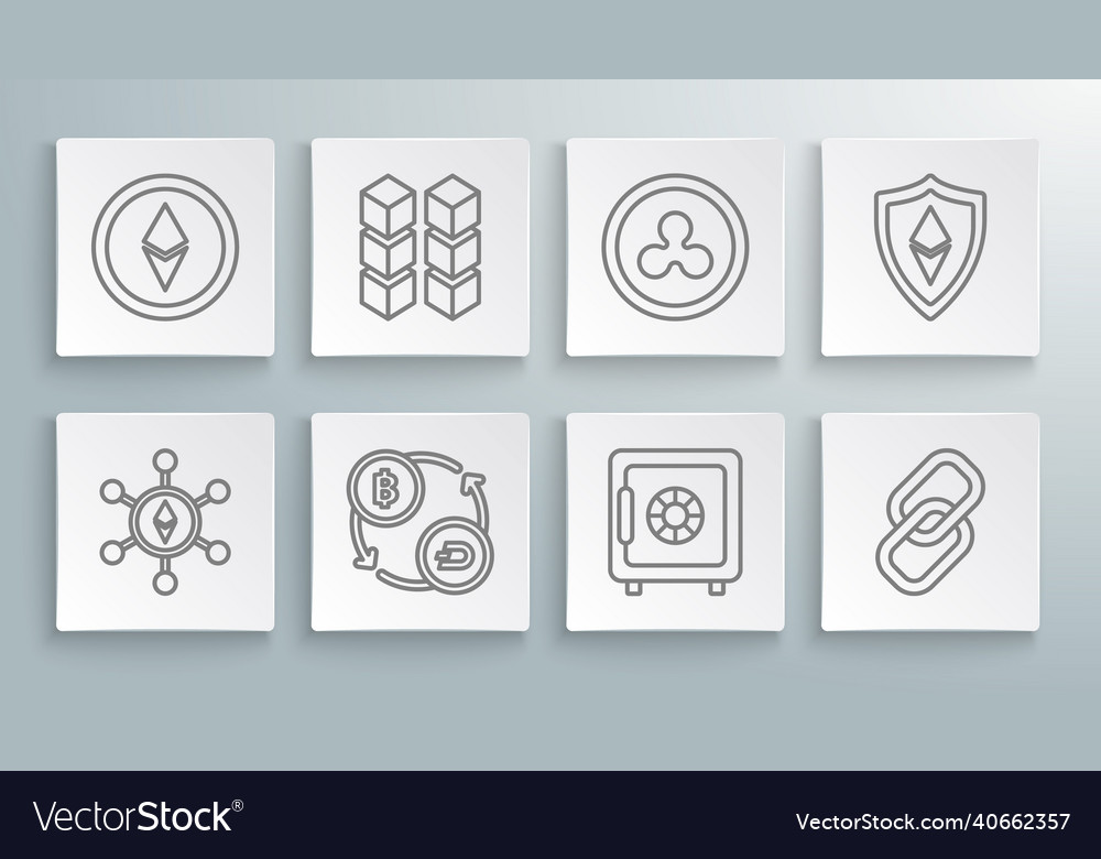 Set line blockchain technology ethereum eth Vector Image