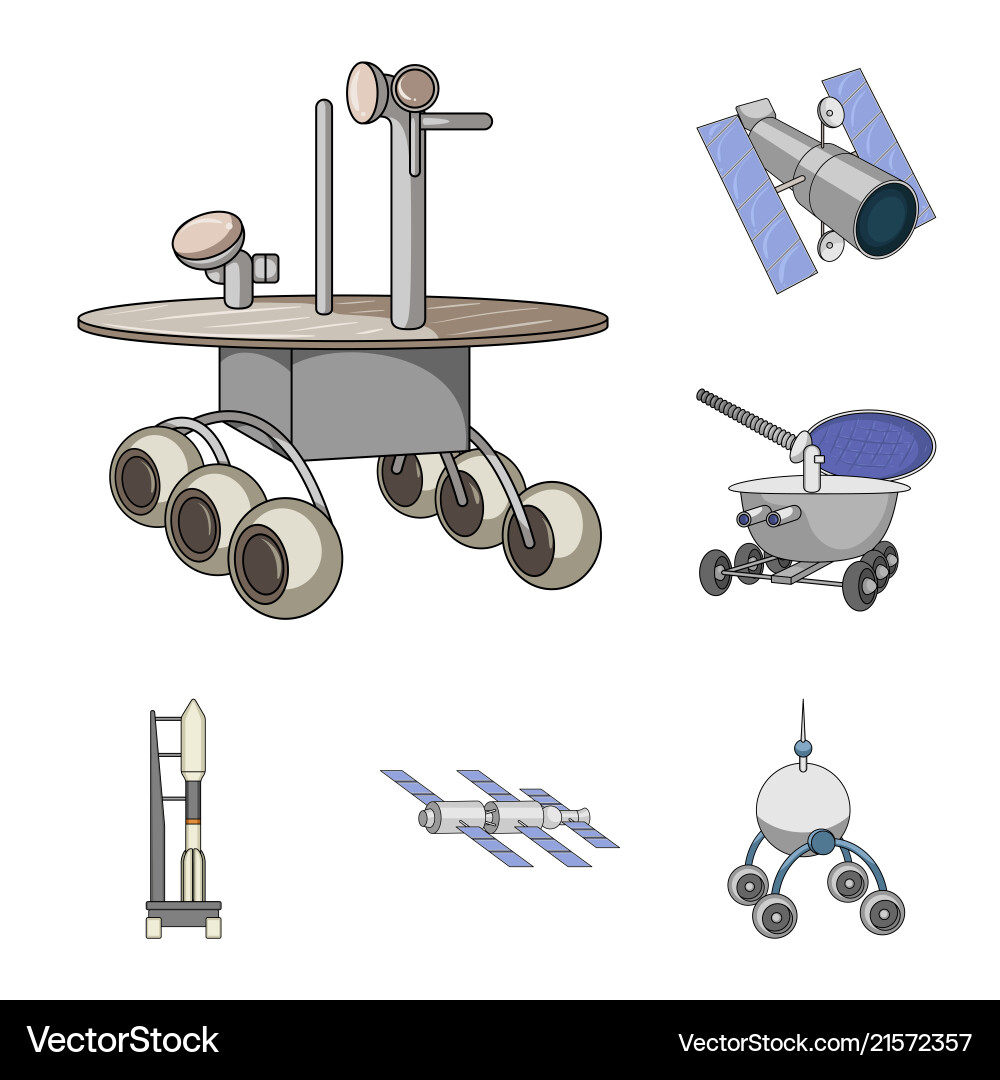 Space technology cartoon icons in set collection Vector Image