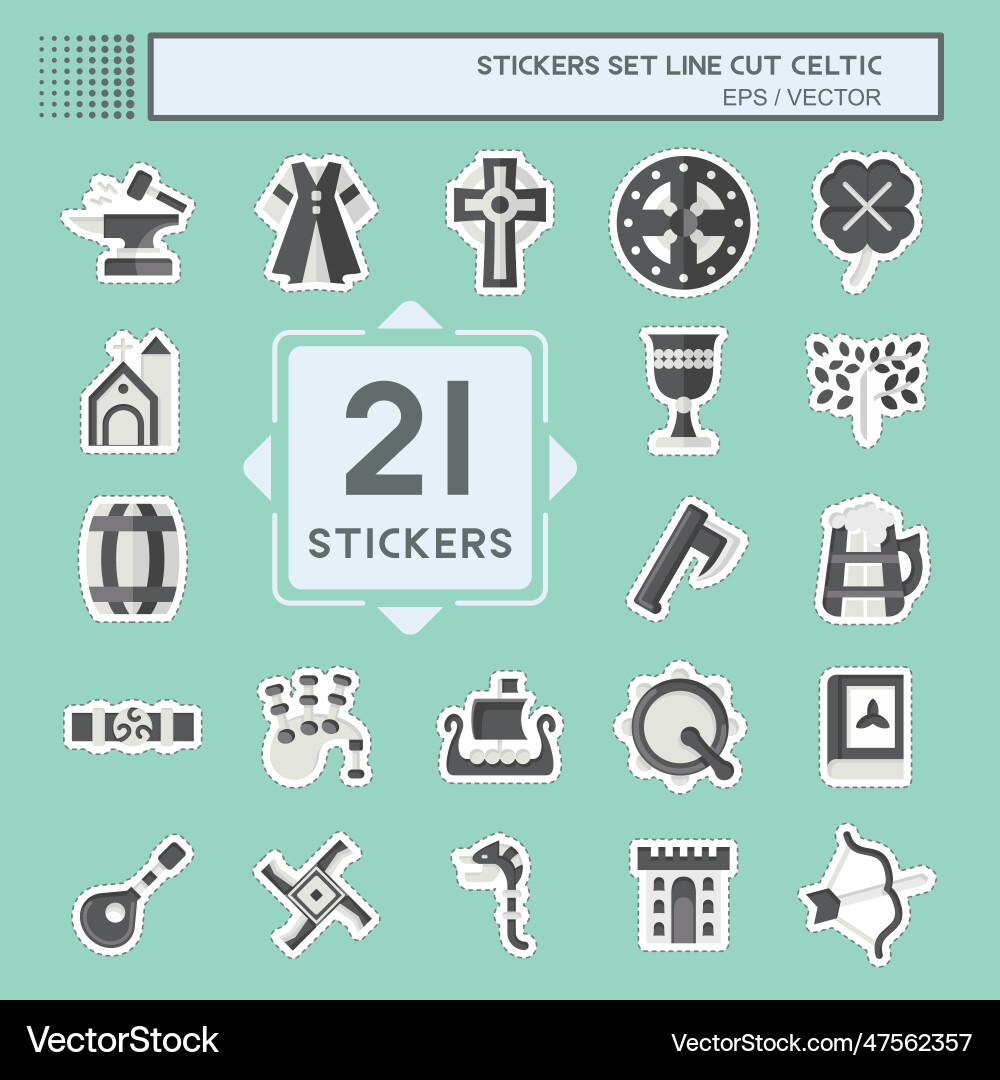 Sticker line cut set celtic related to Royalty Free Vector