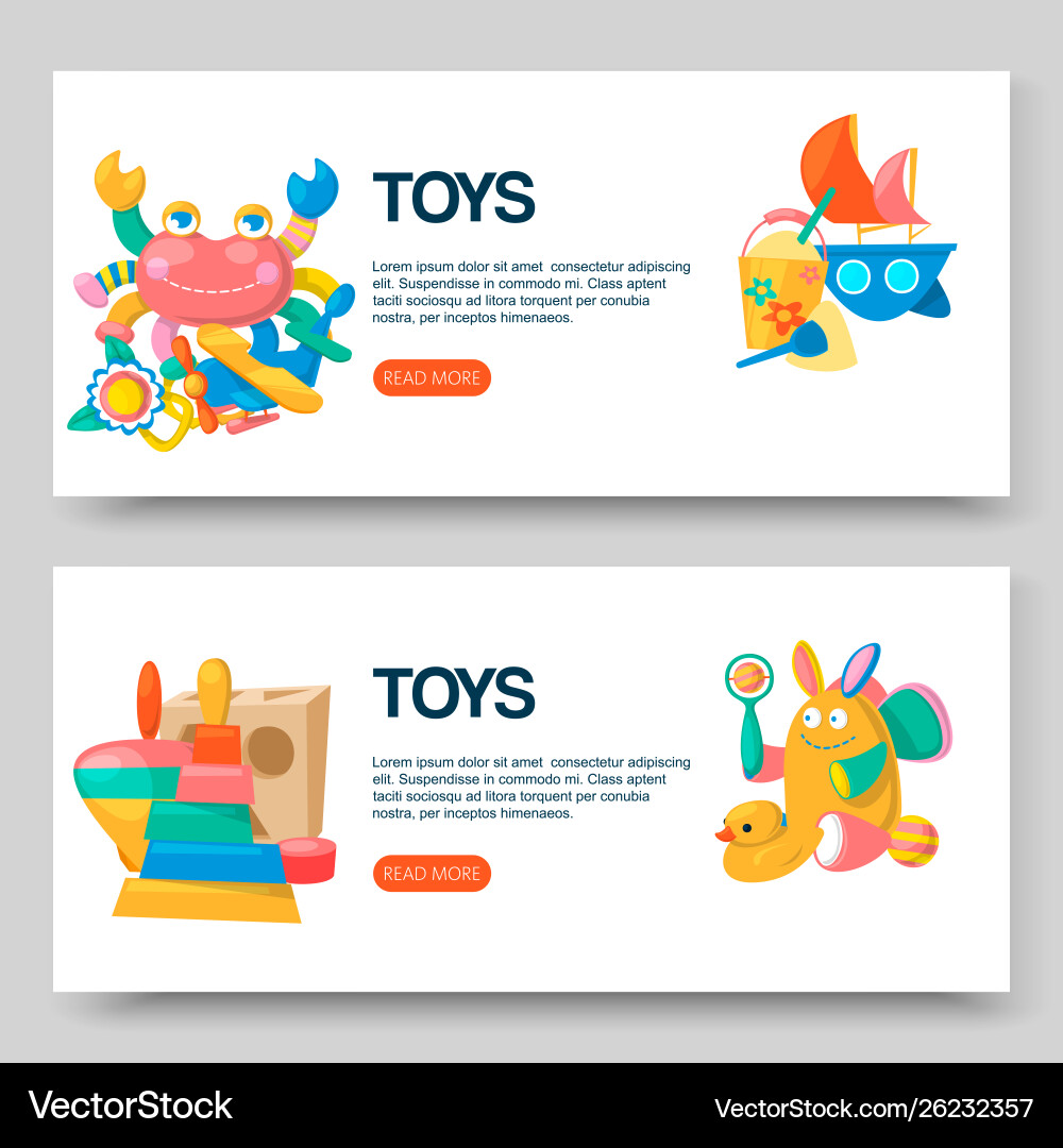 Toy shop for babies banners Royalty Free Vector Image