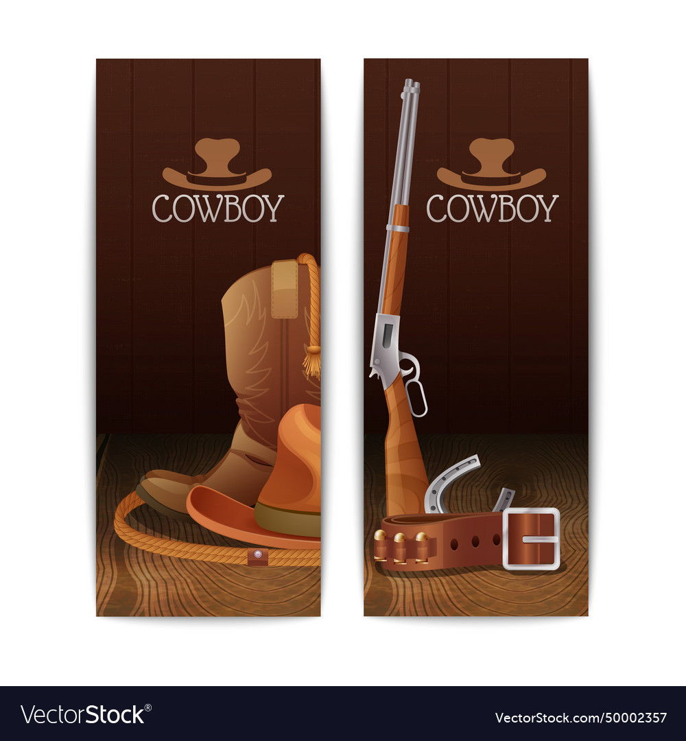 Two vertical cowboy banners Royalty Free Vector Image