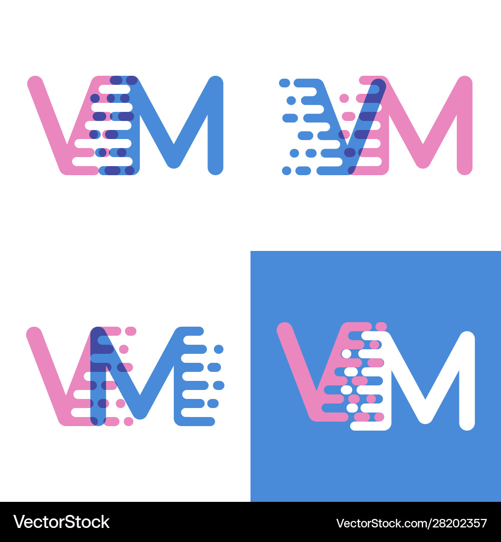 Vm letters logo with accent speed soft pink Vector Image