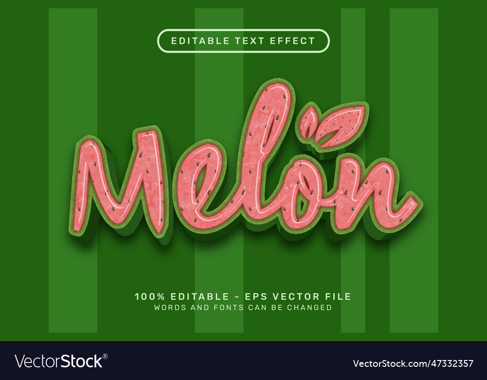 Water melon 3d text effect and editable Royalty Free Vector