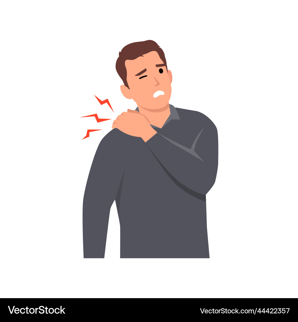 Young man unhealthy touch shoulder suffer Vector Image
