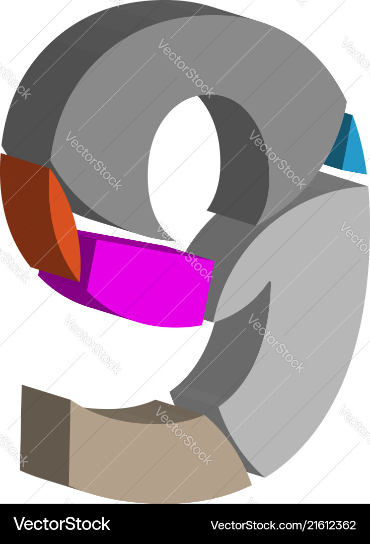 3d font number 9 Royalty Free Vector Image - VectorStock