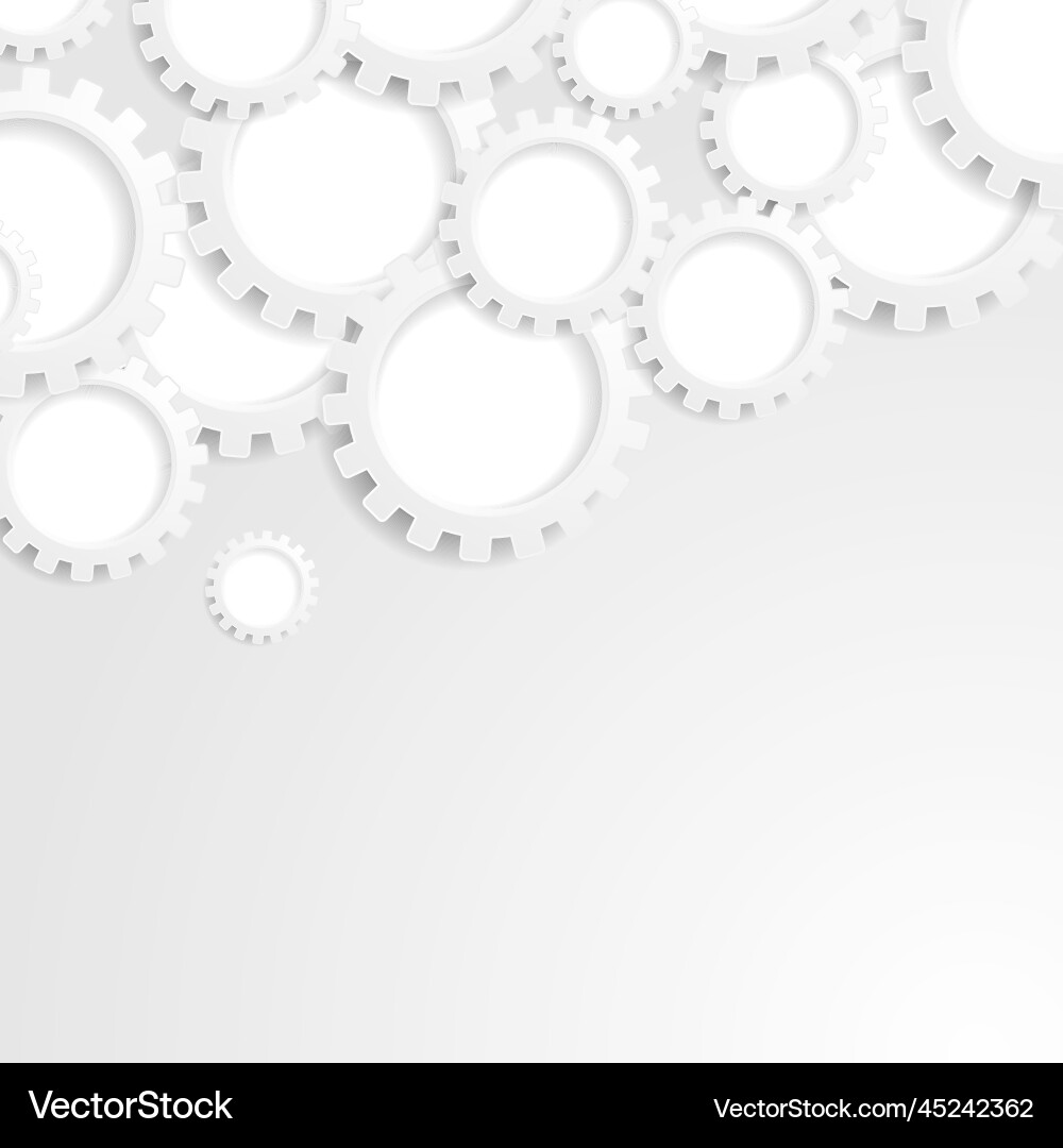 Abstract grey tech paper gears mechanism Vector Image