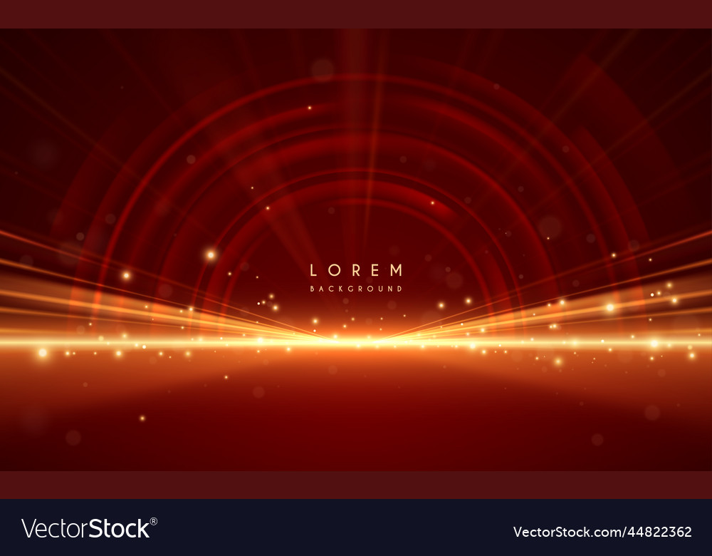 Abstract red background with golden light rays Vector Image