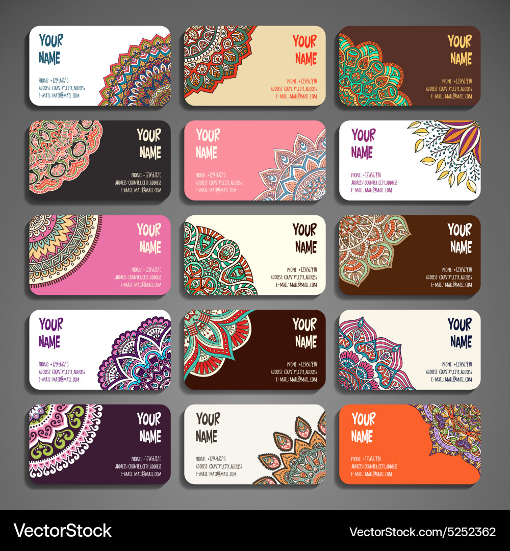 Collection Business card or invitation Royalty Free Vector