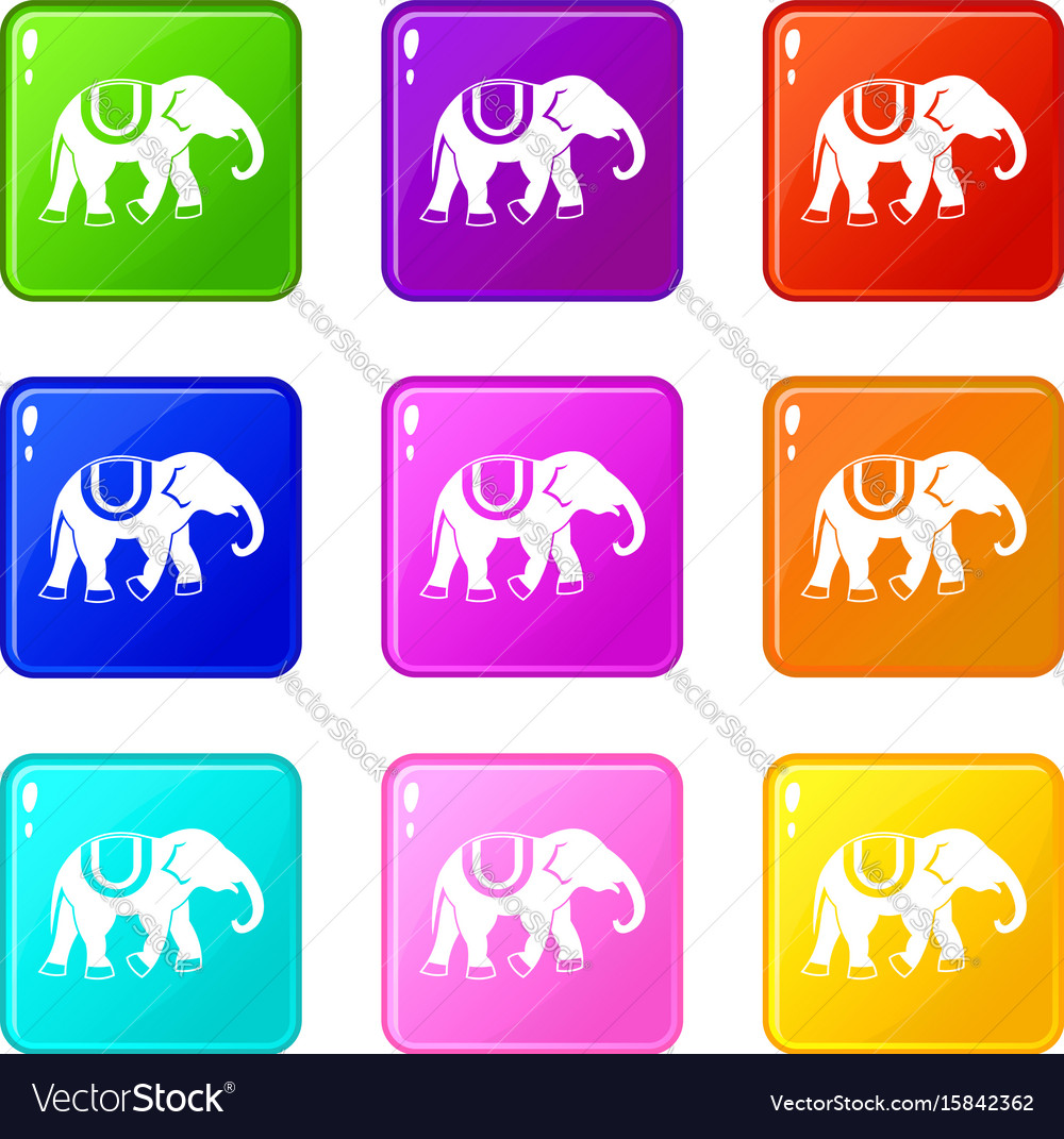 Elephant icons 9 set Royalty Free Vector Image