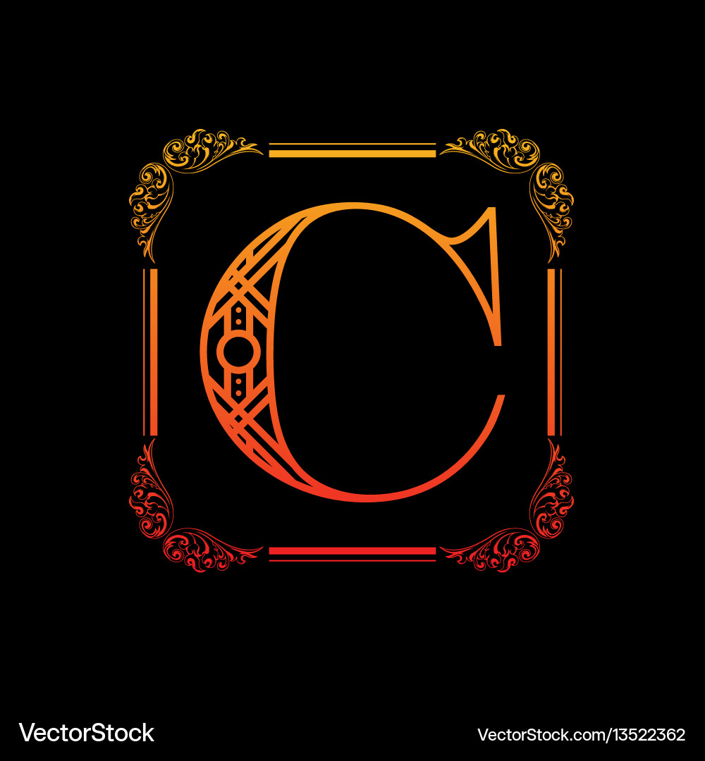 Letter c with ornament Royalty Free Vector Image
