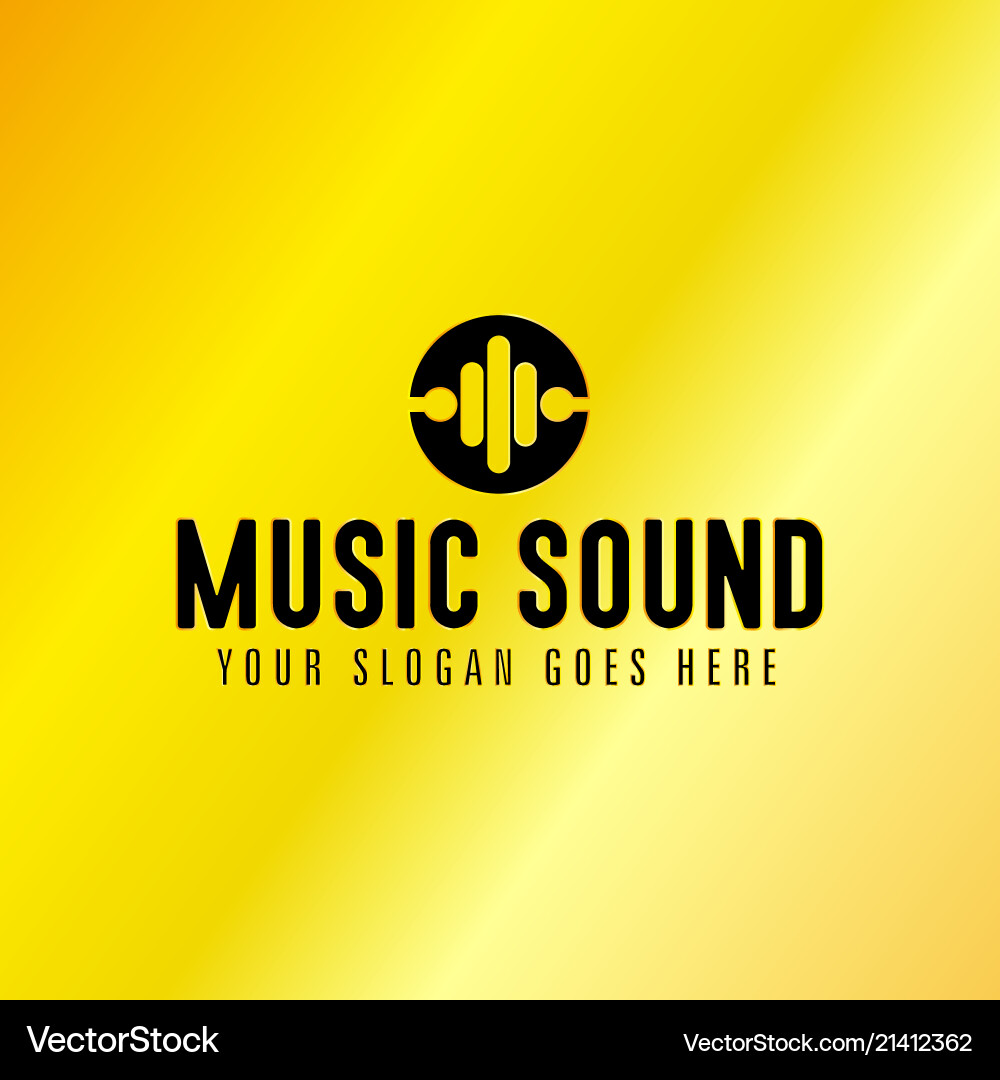 Music emblem with golden background Royalty Free Vector