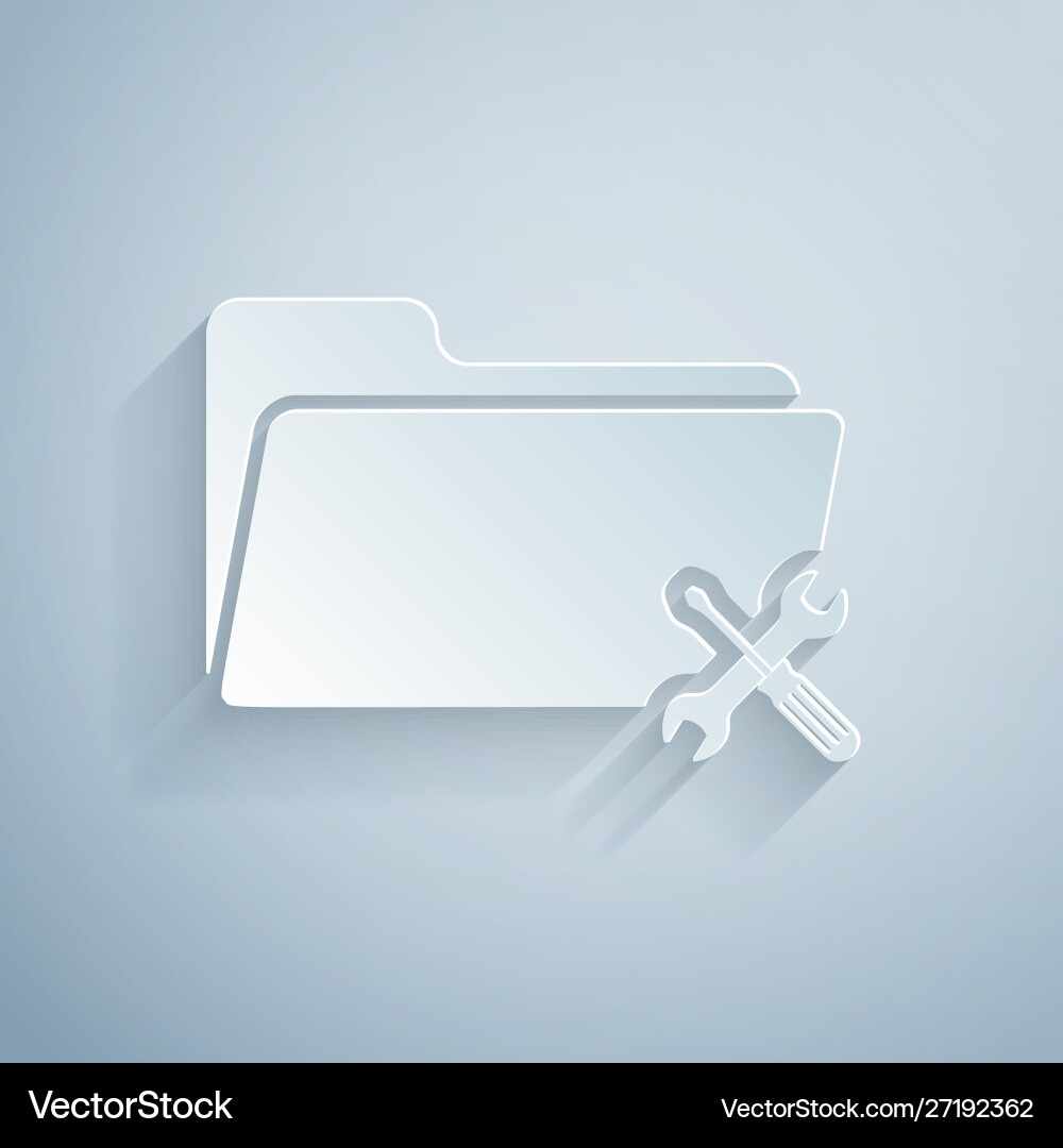 Paper cut folder with screwdriver and wrench icon Vector Image