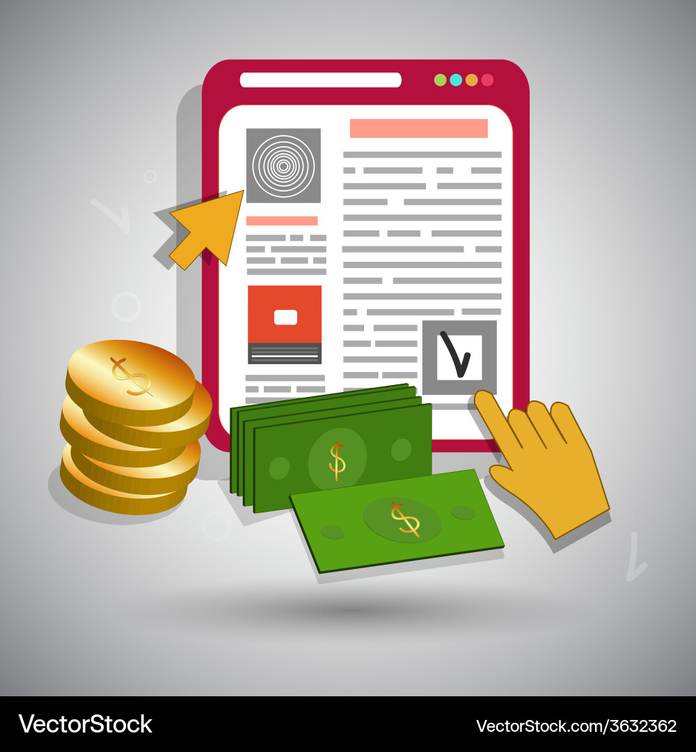 Pay per click icons with bright pictures Vector Image