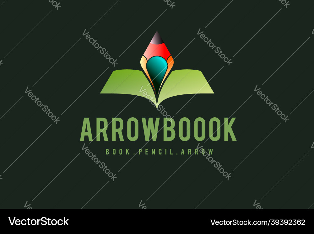 Pencil and book logo design graphic Royalty Free Vector