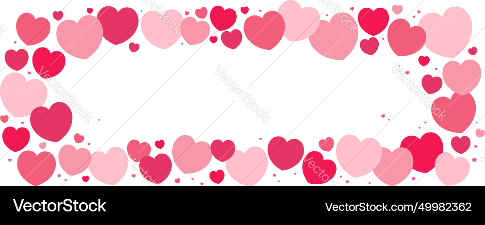 Red pink hearts valentines day frame border Vector Image