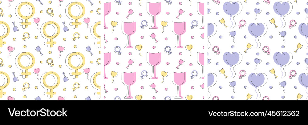 Set of women day seamless pattern design Vector Image