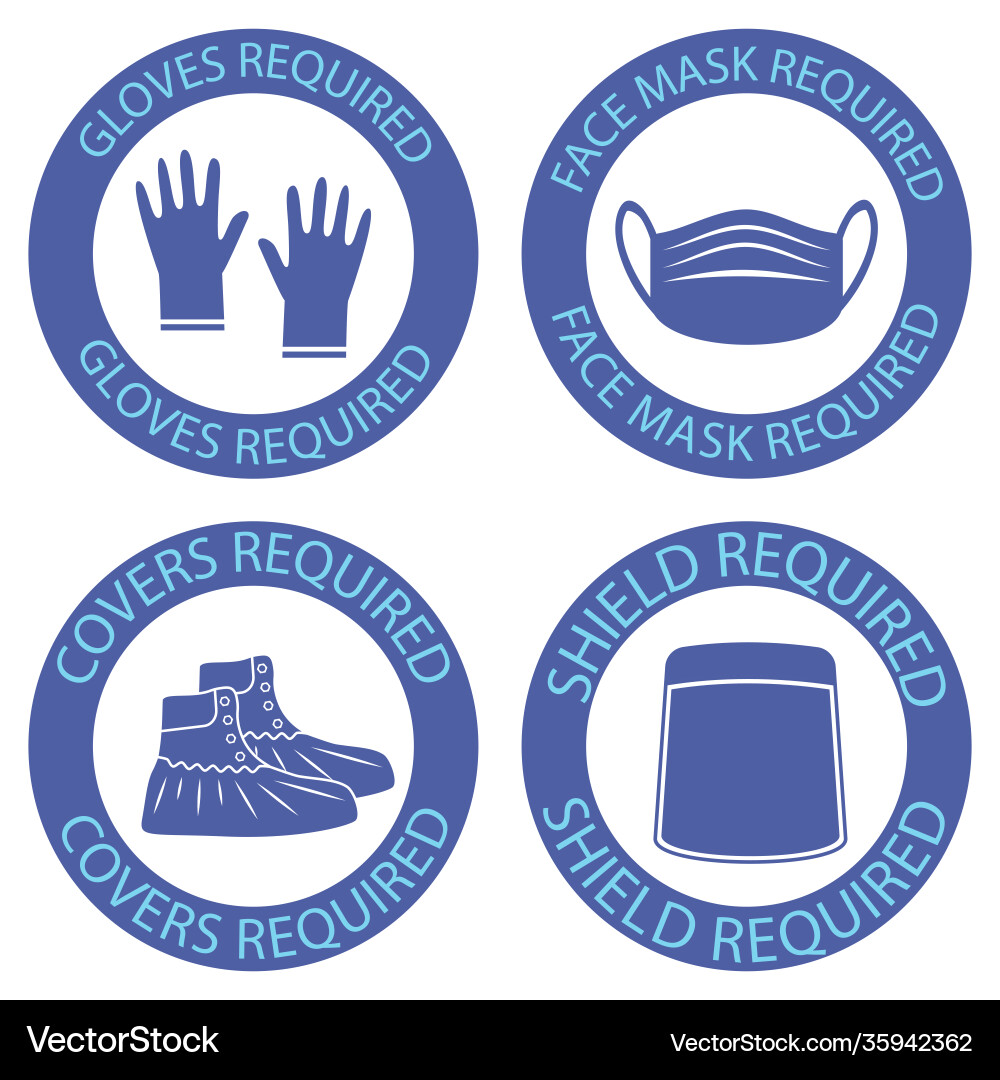 Shoe covers mask face shield and gloves Royalty Free Vector