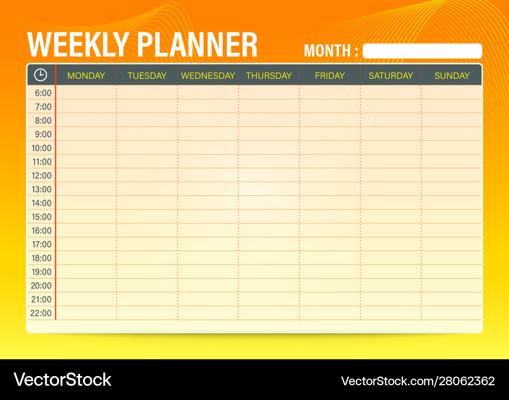 Simple weekly schedule planner template with Vector Image