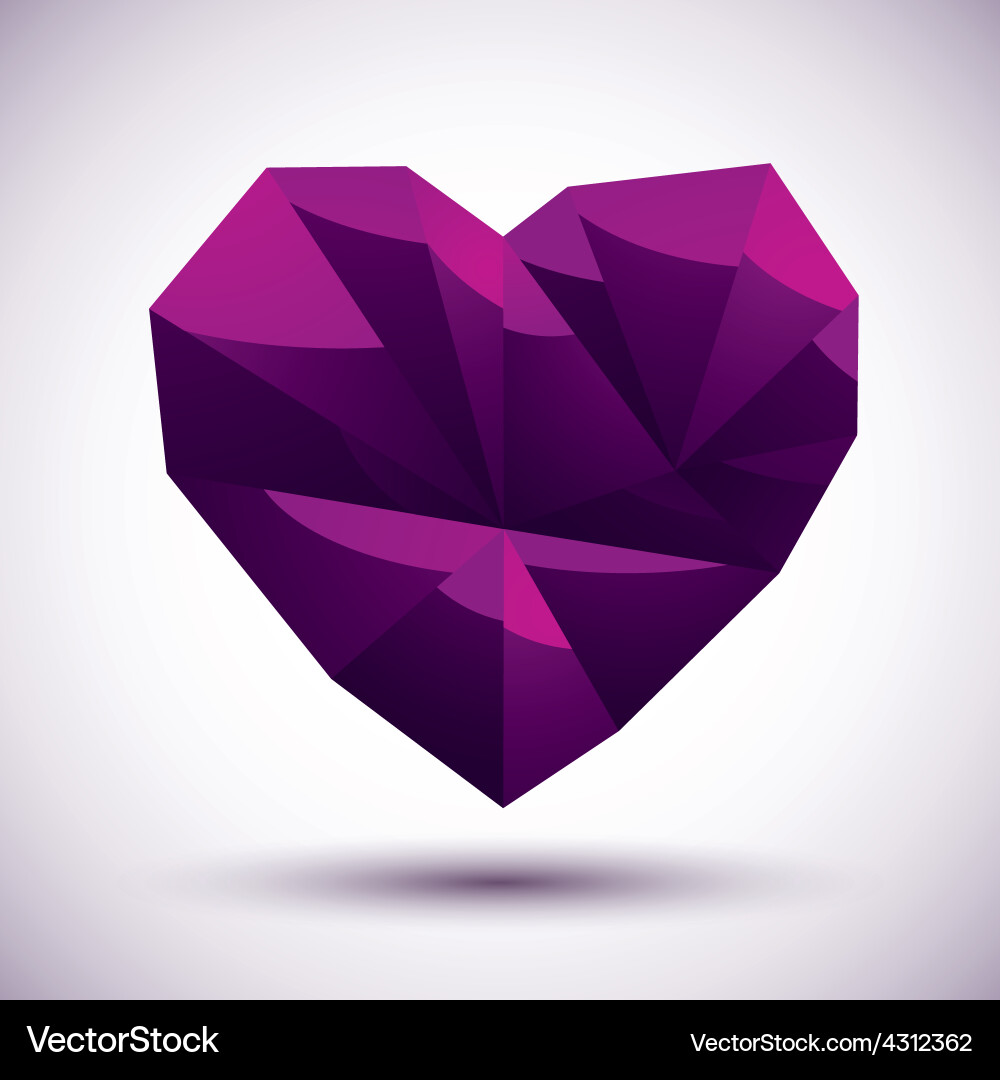 Violet heart geometric icon made in 3d modern Vector Image