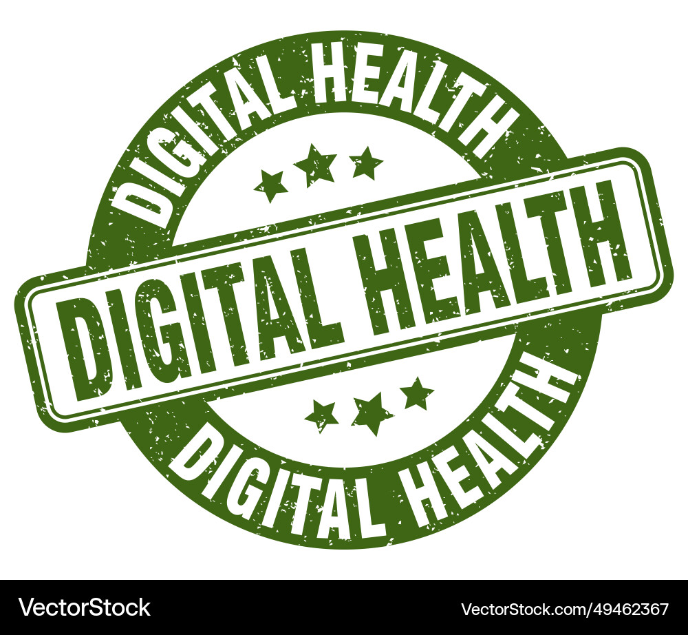 Digital health stamp label round Royalty Free Vector Image