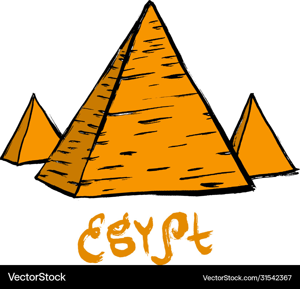 Egypt pyramids with sign in flat design Royalty Free Vector