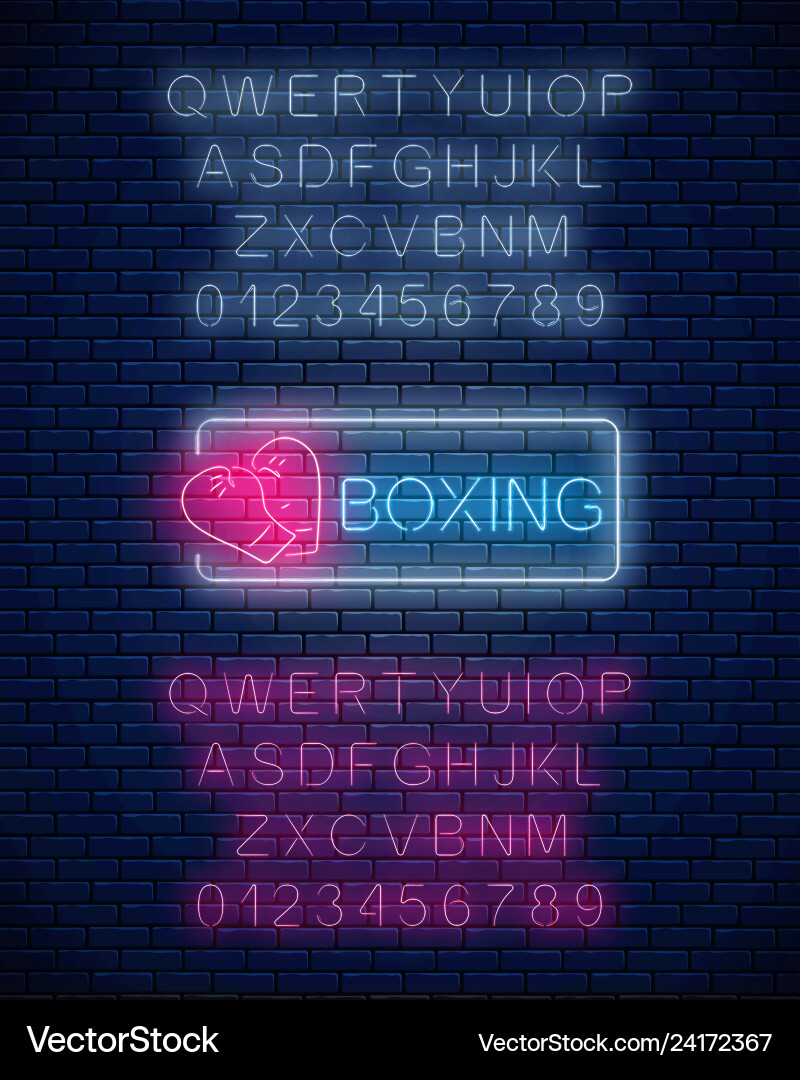 Glowing neon boxing club sign in rectangle frame Vector Image