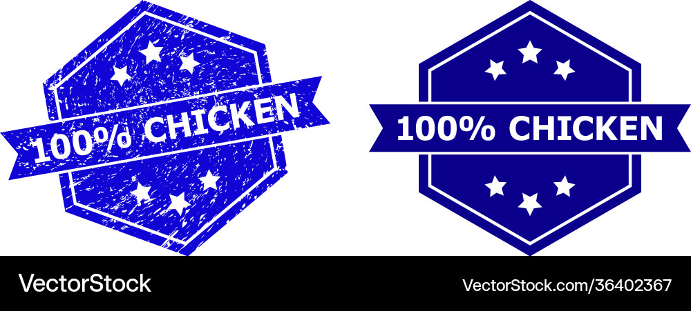 Hexagon 100 percents chicken watermark Royalty Free Vector